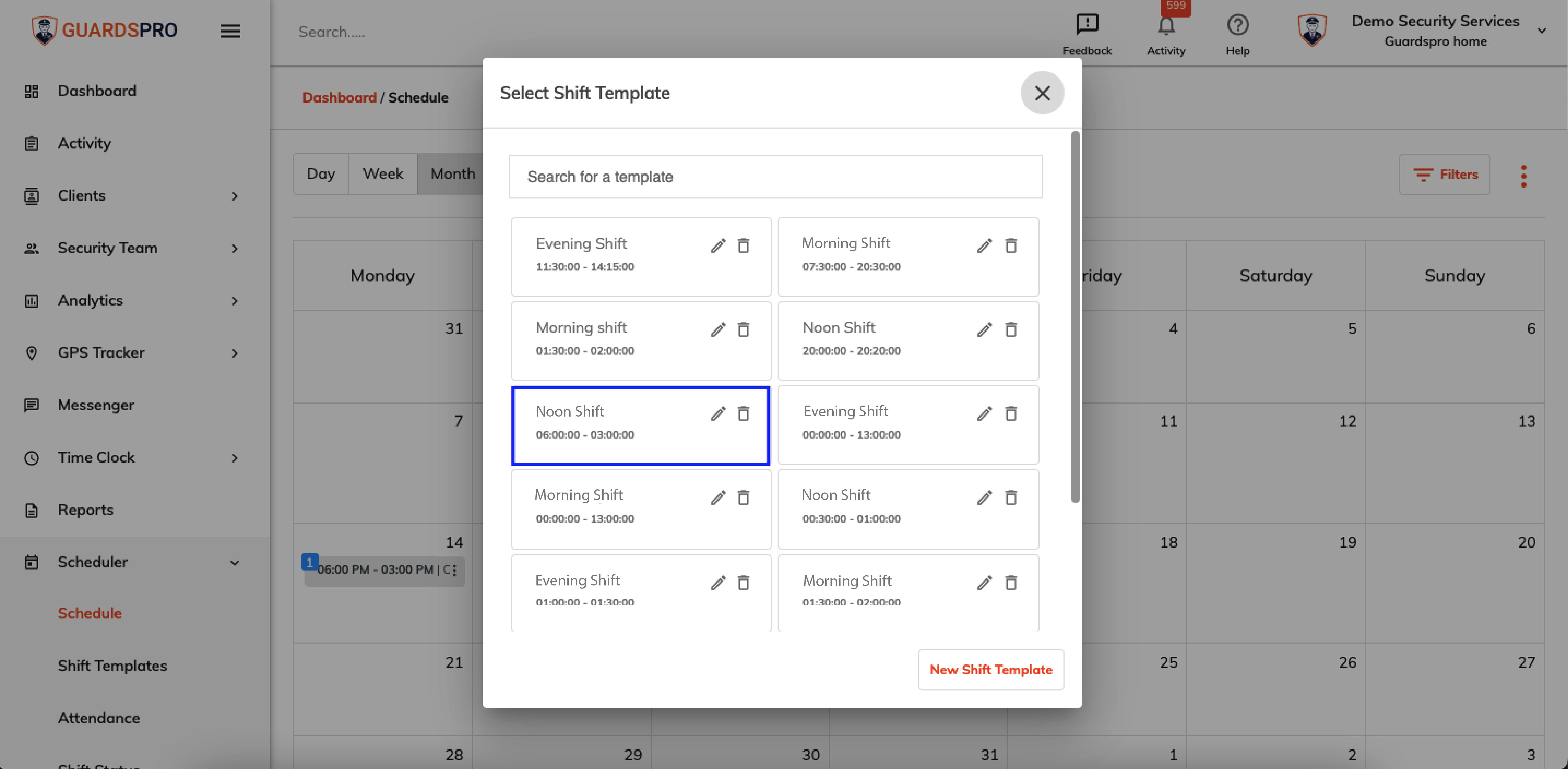 How to create a shift template using scheduler on dashboard ...