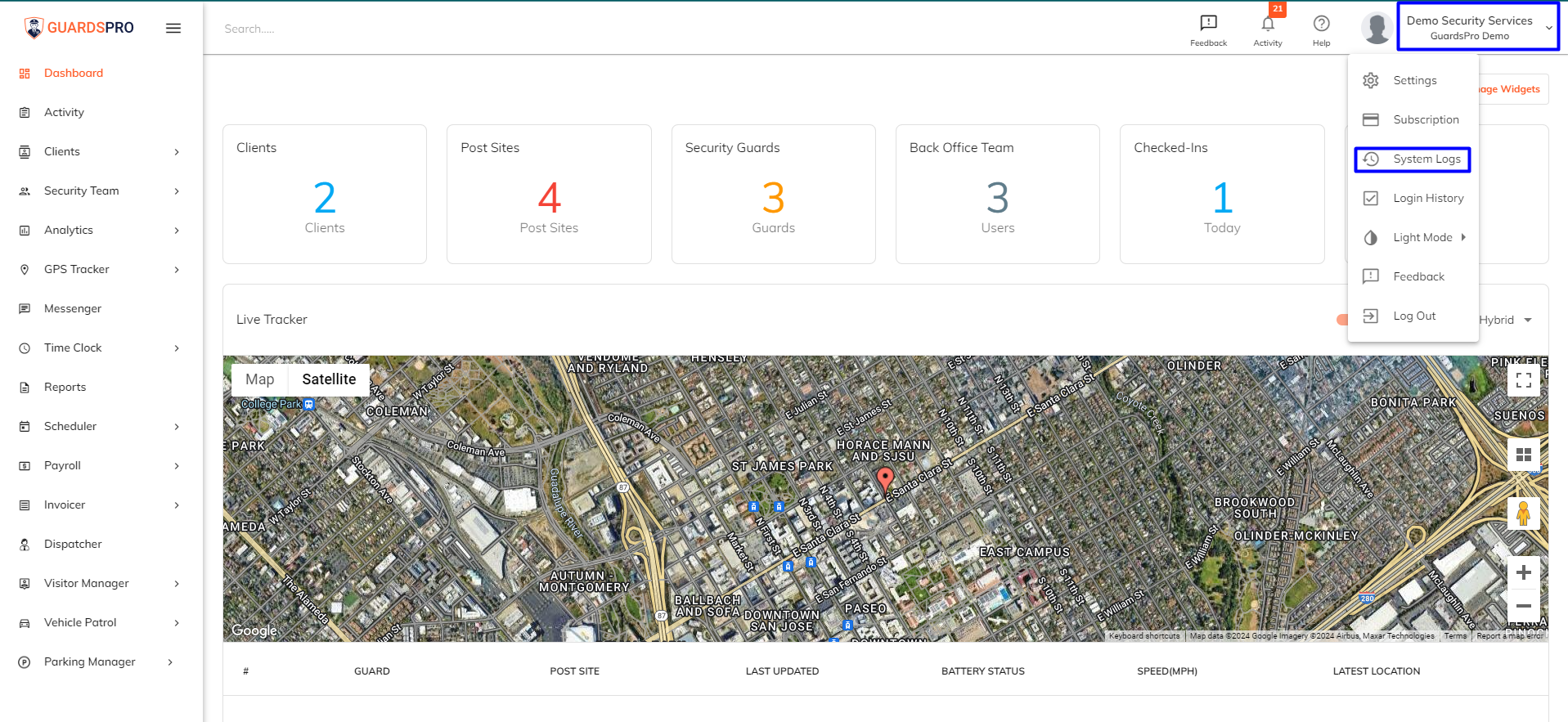 How to view system logs on the dashboard? – GuardsPro Support Center