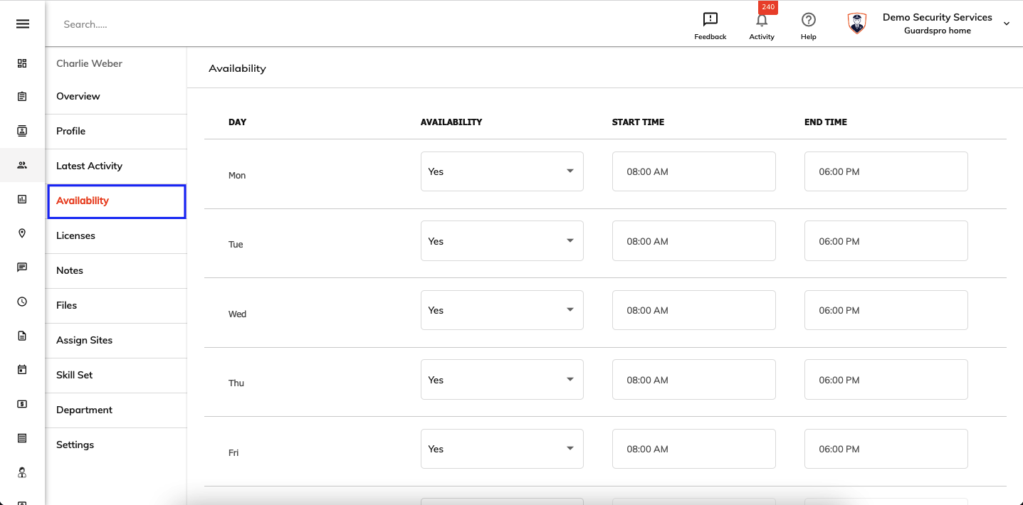 How to change individual guard settings in back office dashboard ...