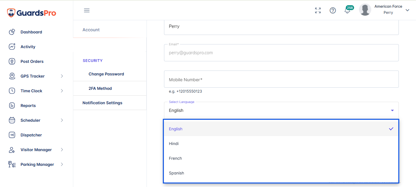 How to change your Client Web Portal language in GuardsPro? – GuardsPro ...
