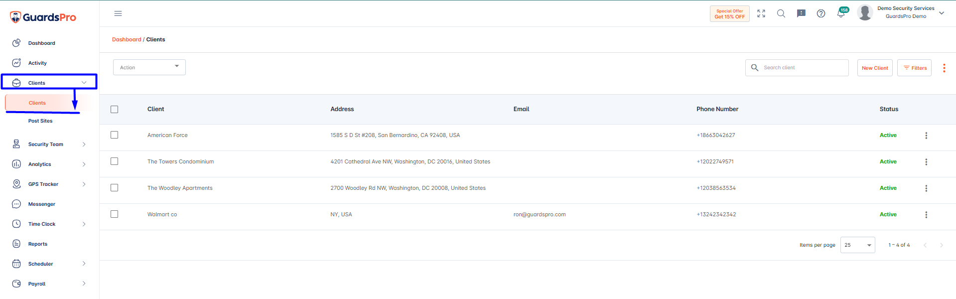 How to manage user access for a client on the Back-Office Dashboard? – GuardsPro Support Center
