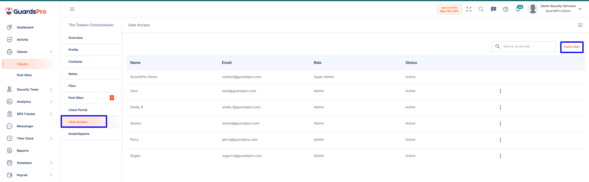 How to manage user access for a client on the Back-Office Dashboard? – GuardsPro Support Center