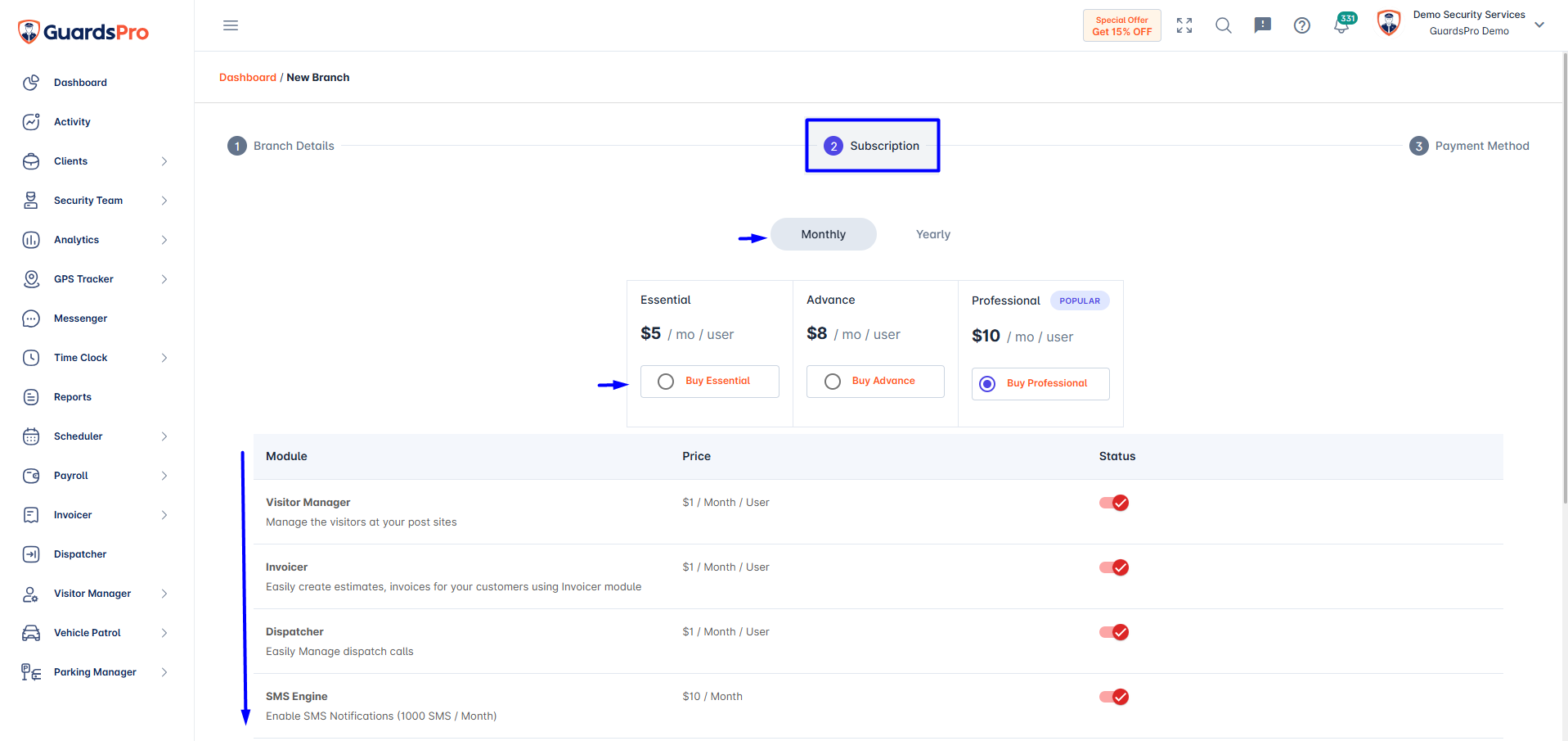How to add a new branch in the Back Office Dashboard? – GuardsPro ...