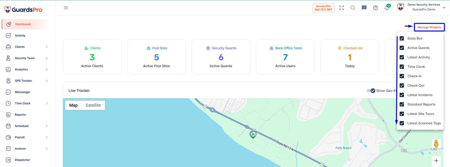 How to manage dashboard widgets on the Back-Office Dashboard? – GuardsPro Support Center